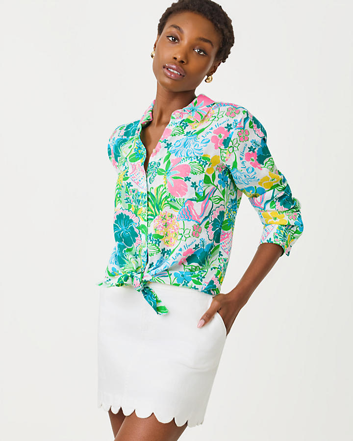 LILLY PULITZER® Lilly Pulitzer Sea View Linen Button Down Shirt